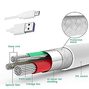 Micro USB Cable 10-Pack 6ft White, Bulk Android Charger Cord for E-Reader, Galaxy S7 S6, PS4, Paperwhite