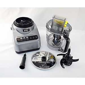 Ninja BN600 Professional Plus Food Processor, 850 Watts, 3 Functions for Chopping, Slicing & Dough with 9-Cup Processor Bowl, 3 Blades, Food Chute & Pusher, Silver