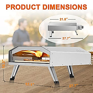 BIG HORN OUTDOORS 12 Gas Pizza Oven - Stainless Steel Outdoor Pizza Oven - Portable Gas Pizza Oven For Stone Baked Pizzas – Great For Any Outdoor Kitchen
