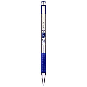 Zebra Pen F-301 Retractable Ballpoint Pen, Stainless Steel Barrel, Fine Point, 0.7mm, Blue Ink, 2-Pack