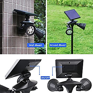GUYULUX Solar Motion Lights Outdoor, Motion Activated Bright Light+Low Light Stay, Unique Optical Security Lights Dusk to Dawn, 4500mAh Solar Powered Flag Spotlights for Yard, Patio, Garden, 1-Pack