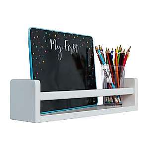 MASHBA Nursery Floating Shelf, Set of 2, White Wall Mounted Bookshelves for Organizing Books, Toy Storage, Knick Knacks, and Cute Home Decor