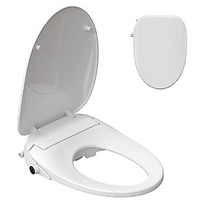 Smart Bidet Toilet Seat with Heated Water, Adjustable Washing, Air Dryer, Warm Seat, Nightlight, Self-washing, Knob Control