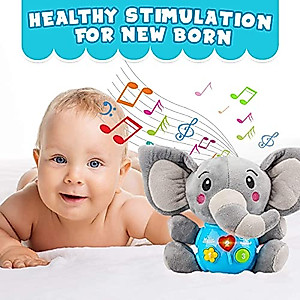 Insnug Plush Elephant Baby Toys - Baby Musical Animal Toys Kids Toys Baby Teething Toys Little Baby Bum Anime Plush STEM Toys Montessori Toys for Baby Boy Girl Toddlers Infants 0 3 6 9 12 Months