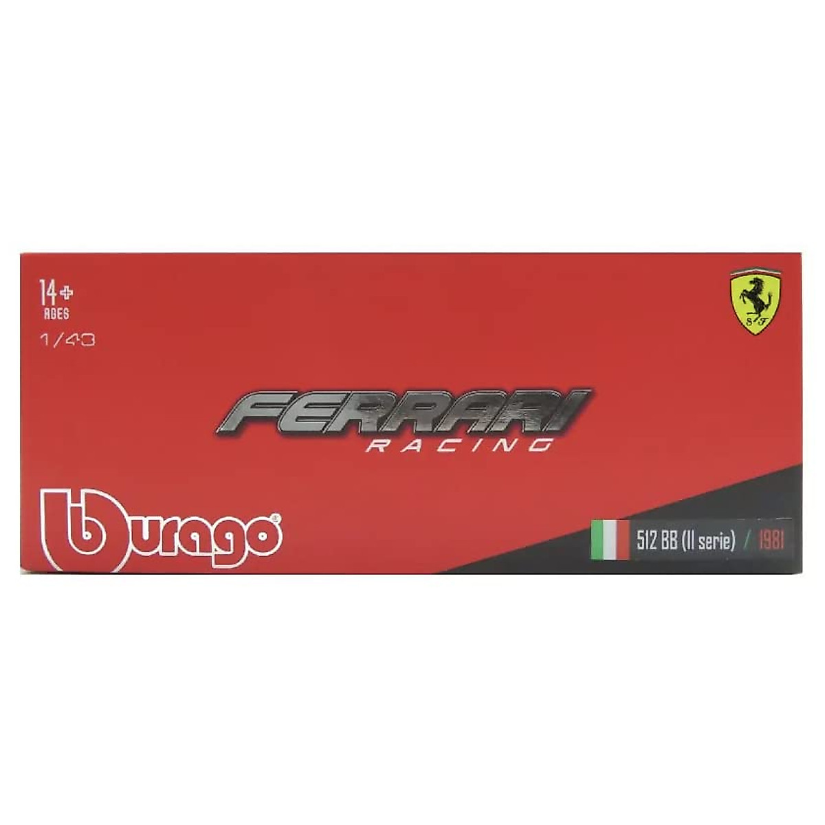 Bburago-1/43 Scale Model Compatible With Ferrari Racing 512 Bb Ii Serie 1981 Racing Car Die-Cast Model Miniature Collectible,Red