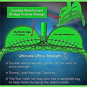Effortlessly Clean Your Pool with The Skimmie Ms. Frog Large Leaf Rake - 20" Wide Big Mouth Pool Skimmer Net for Above Ground and In Ground Pools, Spa Hot Tubs, and Ponds