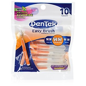 DenTek Easy Brush Interdental Cleaners | Brushes Between Teeth | Standard | Mint Flavor | 10 Count (Pack of 6)