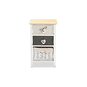 Baxton Studio Diella Modern and Contemporary Multi-Colored Wood 2-Drawer Storage Unit with Basket