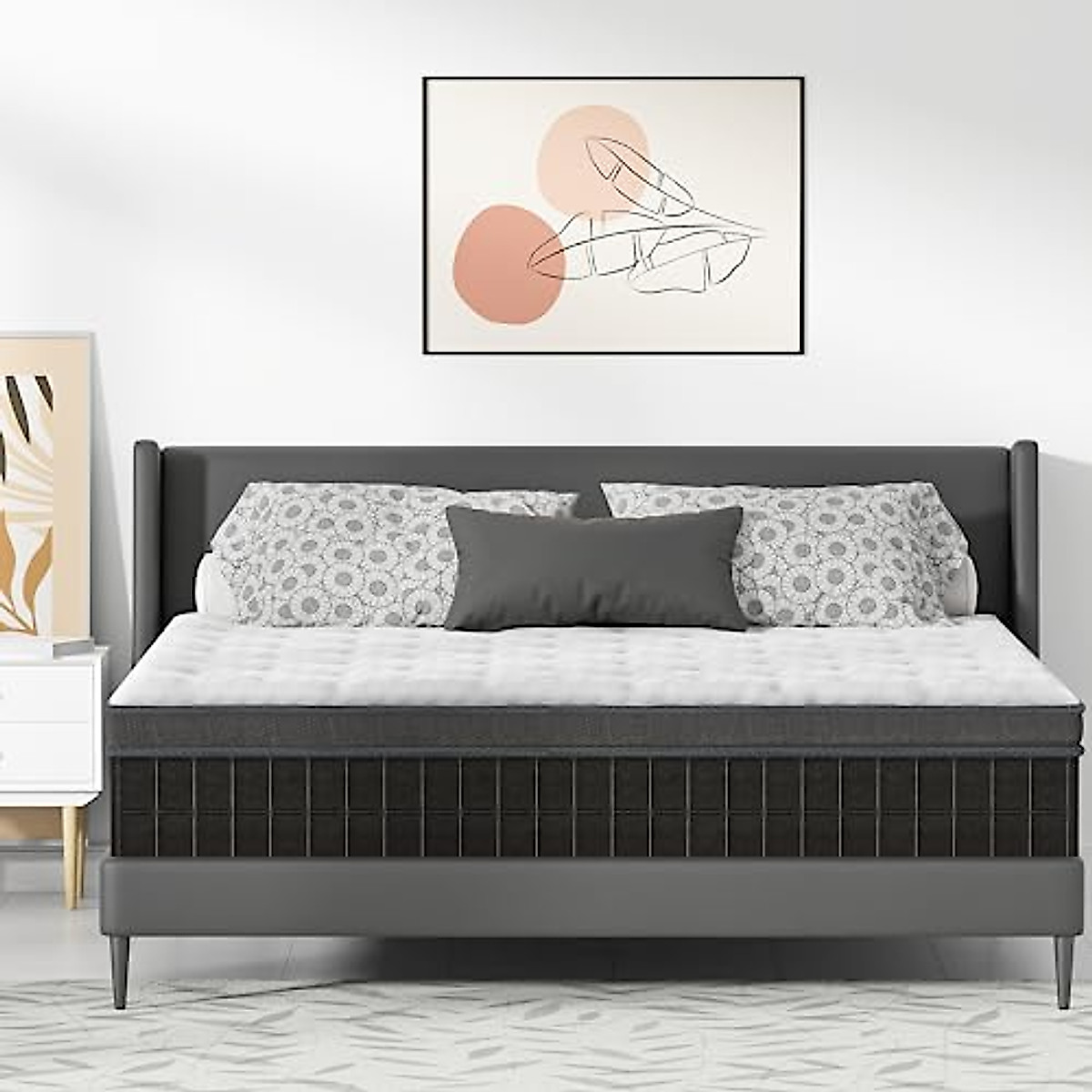 Ladinimo Queen Mattress, Hybrid Mattress with High Density Foam & Motion Isolation with Individually Wrapped Pocket Coils Medium Firm Mattresses,Queen Size Mattresses 80 * 60 * 10 inches