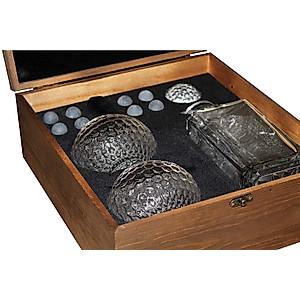 Golf Ball Whiskey Glass and Decanter Set by The Perfect Shot Whiskey Co. | Perfect Golf Gift Decanter Gift Set | Decanter, 2 Golf Ball Whiskey Glass, 8 Whiskey Stones and Gift Box