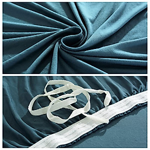 WAMBAS Solid Couch Cover Stretch L-Shaped Sofa Covers All Inclusive Solid 1.2.3.4 Seats Sofa Seat Cushion Covers -Peacock blue-4-seater