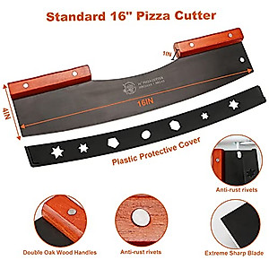 AILUROPODA Pizza Cutter Rocker with Protective Cover, Upgraded 16" Large Pizza Rocker Cutter Sharp Pizza Slicer