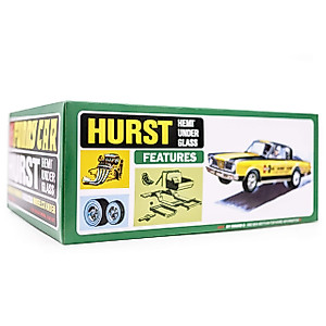AMT 1966 Plymouth Barracuda Hemi Under Glass - 1/25 Scale Model Car Kit - Buildable Vintage Cars for Kids and Adults, Gold (AMT1153)
