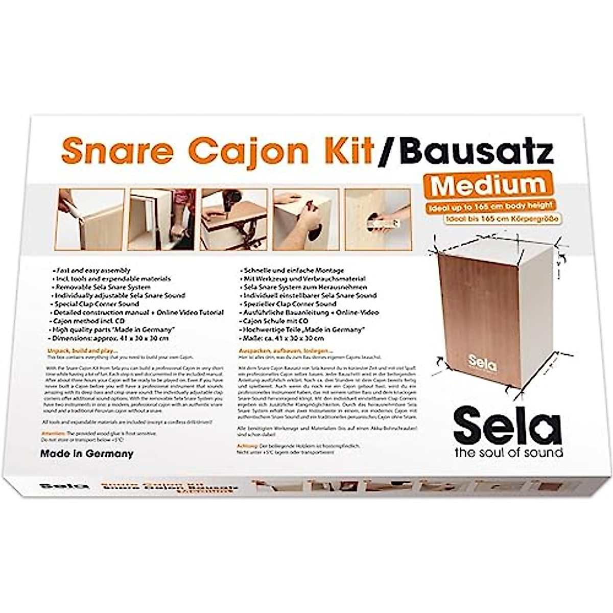 Sela SE 018 Snare Cajon Kit Medium with Instructions and Audio CD, (SE018)