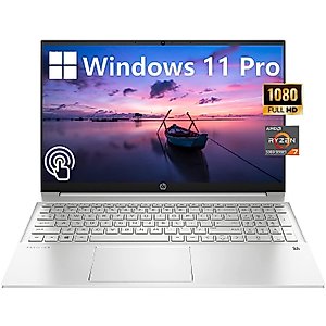 HP Pavilion 15.6 Inch FHD Touchscreen Business Laptop, AMD Ryzen 7 5825U, Windows 11 Pro, 32GB RAM, 1TB SSD, Backlit Keyboard, Numeric Keypad, Long Battery Life, 32GB USB Card, PCM