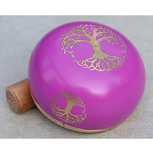 Tree Of Life Singing Bowl Complete Set ~ For Meditation, Yoga, Spiritual Healing and Mindfulness (Pink)