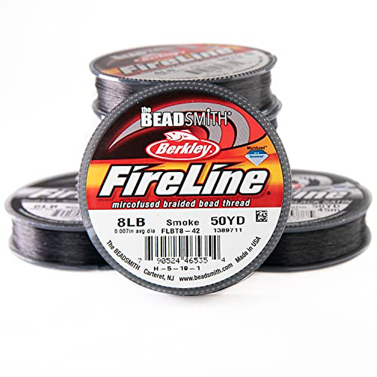 The Beadsmith Fireline by Berkley – Micro-Fused Braided Thread – 8lb. Test, 007”/.17mm Diameter, 50 Yard Spool, Smoke Grey – Super Strong Stringing Material for Jewelry Making and Bead Weaving