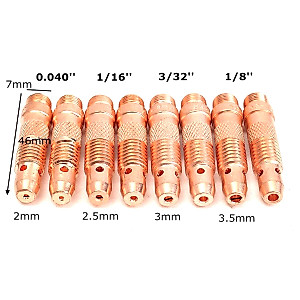 Alffun 58pcs TIG Welding Torches Gas Lens Kit Collet Body Alumina Nozzle Consumables Kit Fit WP-17/18/26 Series TIG Welding Torch Accessories