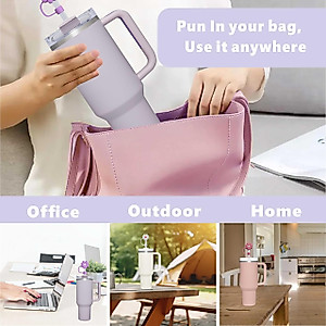 HuLiPaLi Stanley Cup Accessories Set Including 9 Pcs Silicone Spill Proof Stopper,3 Pcs Cute Straw Cover Cap for 9-10 mm Straws, 3Pcs Reusable Straw and 1 Cleaning Brush for Stanley Cup 40oz & 30oz