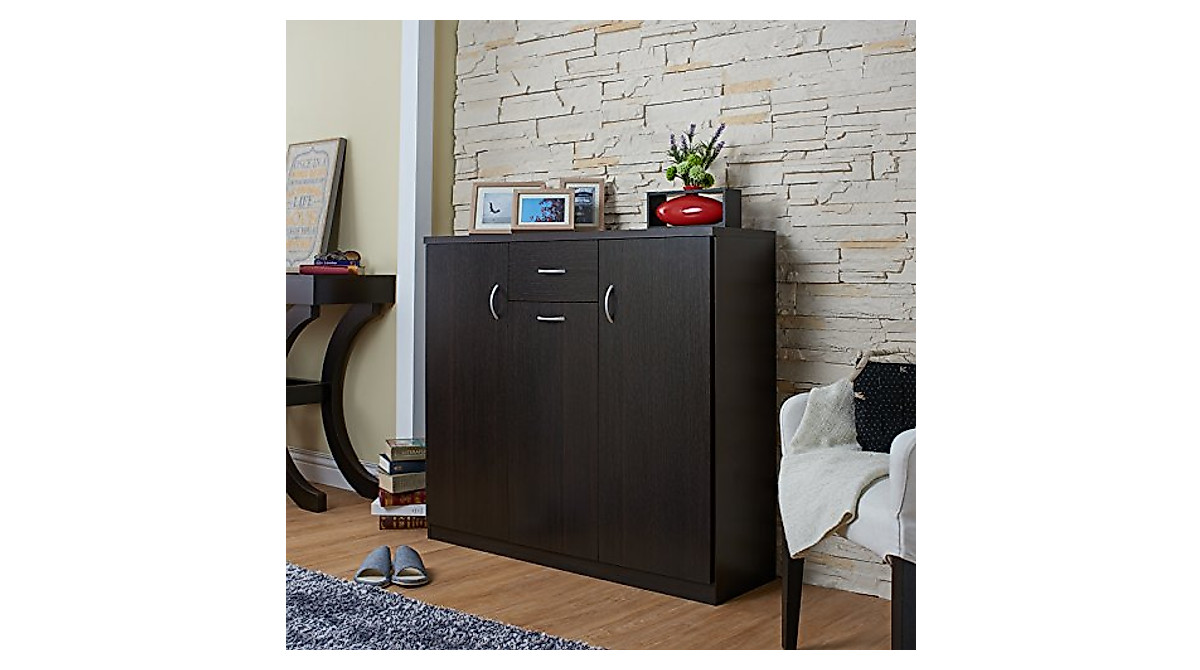 ioHOMES Darrion Shoe Cabinet - Modern 10-Shelf Storage in Espresso