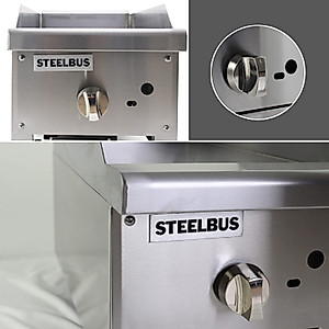 STEELBUS Commercial Gas Griddle-12''x23'' | Gas griddle flat top grill |19MM Thicken Heating Plate Heavy duty Stainless Steel gas Griddle,Countertop Griddle for Restaurant Equipment-22,000 BTU 6000W