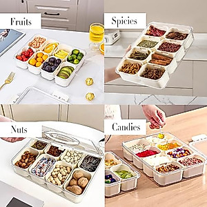 YouLike Divided Snackle Box 2Pack Charcuterie Container With Handles And Lids 8 Compartment Fruit Serving Tray for Veggie Appetizer Platter for Fridge Stackable Food Storage Box