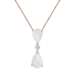 Tirafina Lab-Created White Sapphire and Double Pear-shaped Gemstone Pendant, Birthstone Jewelry, Gemstone, Created Opal