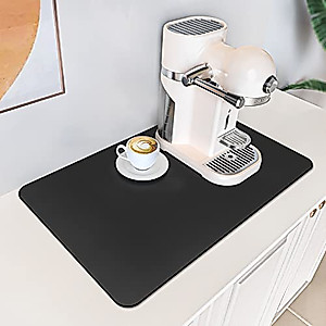 Coffee Maker Mat for Countertops: Coffee Mat Absorbent Coffee Bar Mat for Kitchen Hide Stain Rubber Backed, 12" X 17" Coffee Bar Accessories Fit Under Coffee Machine Coffee Pot Appliance Mats (Black)