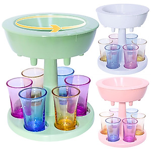 ADOTBLOB 6 Shot Pourer Glass Dispenser and Holder, Shot Dispenser with Six 2 Oz Cups Glasses, Multiple Buffalito 6 Drink Shot Dispenser for Party,Multi Pouring Shot Dispenser Glasses,Grey