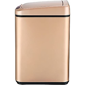 Hanover Home Hands-Free Metal Trash Can with Fingerprint-Resistant Finish, Soft-Close Motion Sensor Lid, and Removable Bin for Bathroom and Bedroom - 3.2 Gallons (12 Liters) in Rose Gold