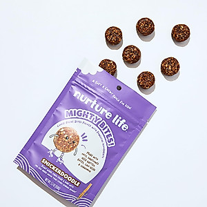 Nurture Life Mighty Bites - Snickerdoodle - Healthy Snacks for Kids & Toddlers Made with Oats Sunflower Seed Butter, Dates, Chia Seeds and Cinnamon - Plant-Based, Low-Sugar, High Fiber - 15 Pieces (Pack of 1)