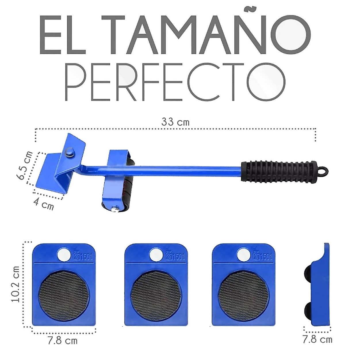 Furniture Lifter, Furniture Lift Mover Tool Set, Heavy Duty Furniture Lifter Household Furniture Mover 4 Wheel Rollers 1 Wheel Bar Blue