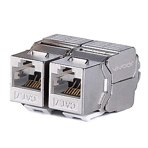 10 Pcs Cat7 Keystone Jack, Cat7 RJ45 FTP Tool-Less Type Zinc Alloy Module Shielded Keystone Jack Adapter 10 Gigabit Modular Jack