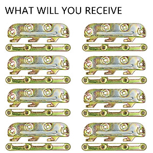 RHBLME 8 Set Surface Mounted Bed Rail Brackets, 5 Inch Heavy Duty Bed Frame Hardware for Wood Bed Frame Headboards Footboards Wooden Cabinet (Screws Included)