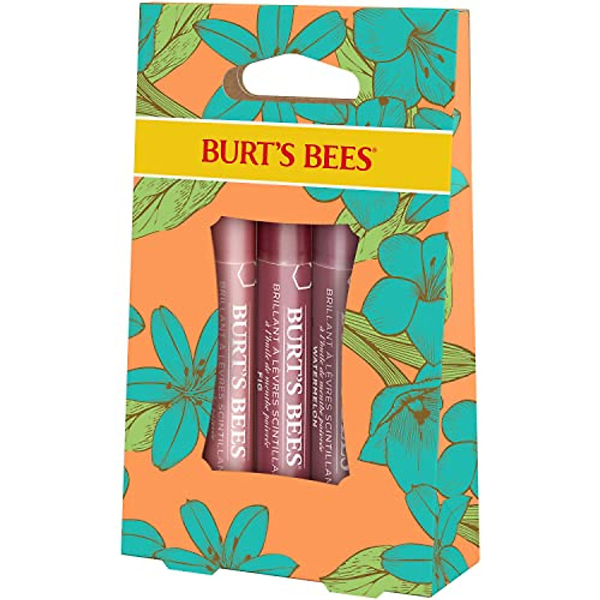 Burt's Bees Lip Balm Easter Basket Stuffers, 3 Nourishing Lip Care Shimmers for All Day Glow, Kissable Color Spring Gift Set -Peony, Fig & Rhubarb (Packaging May Vary)