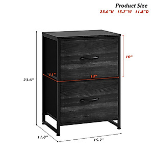Nicehill Nightstand, Small Dresser, Bedside Furniture, Night Stand End Table with Storage Drawers for Bedroom, Black Wood Grain