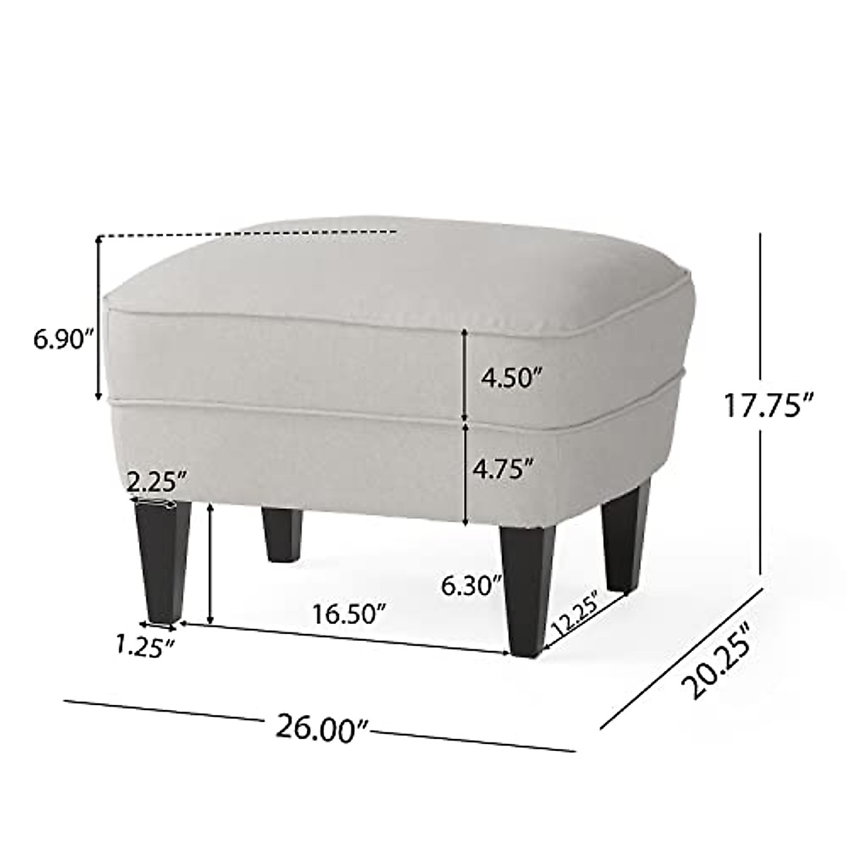 Great Deal Furniture Alfred Natural Fabric Club Chair with Ottoman, Beige, Black