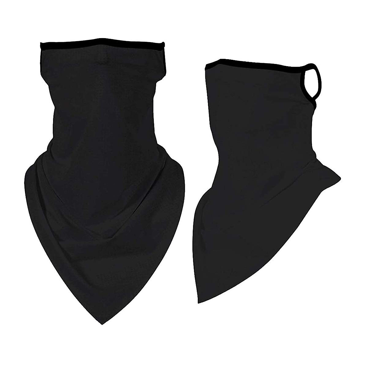 Kyerivs 2 Pieces Black and Gray Face Mask Reusable Washable Cloth Bandanas Women Men Neck Gaiter Cover Ear Loops for Dust