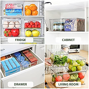 Refrigerator Organizer Bins-8 Pack Fridge Organizers and Storage Clear with Lids Stackable Storage Bins Plastic Clear Containers for Organizing for Kitchen Cabinet Pantry Bins