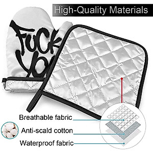 HENGE Font Graffiti Fuck You Oven Mitts and Pot Holders Sets of 2,Resistant Hot Pads,Flexible Cooking Oven Gloves for Microwave BBQ Cooking Baking Grilling