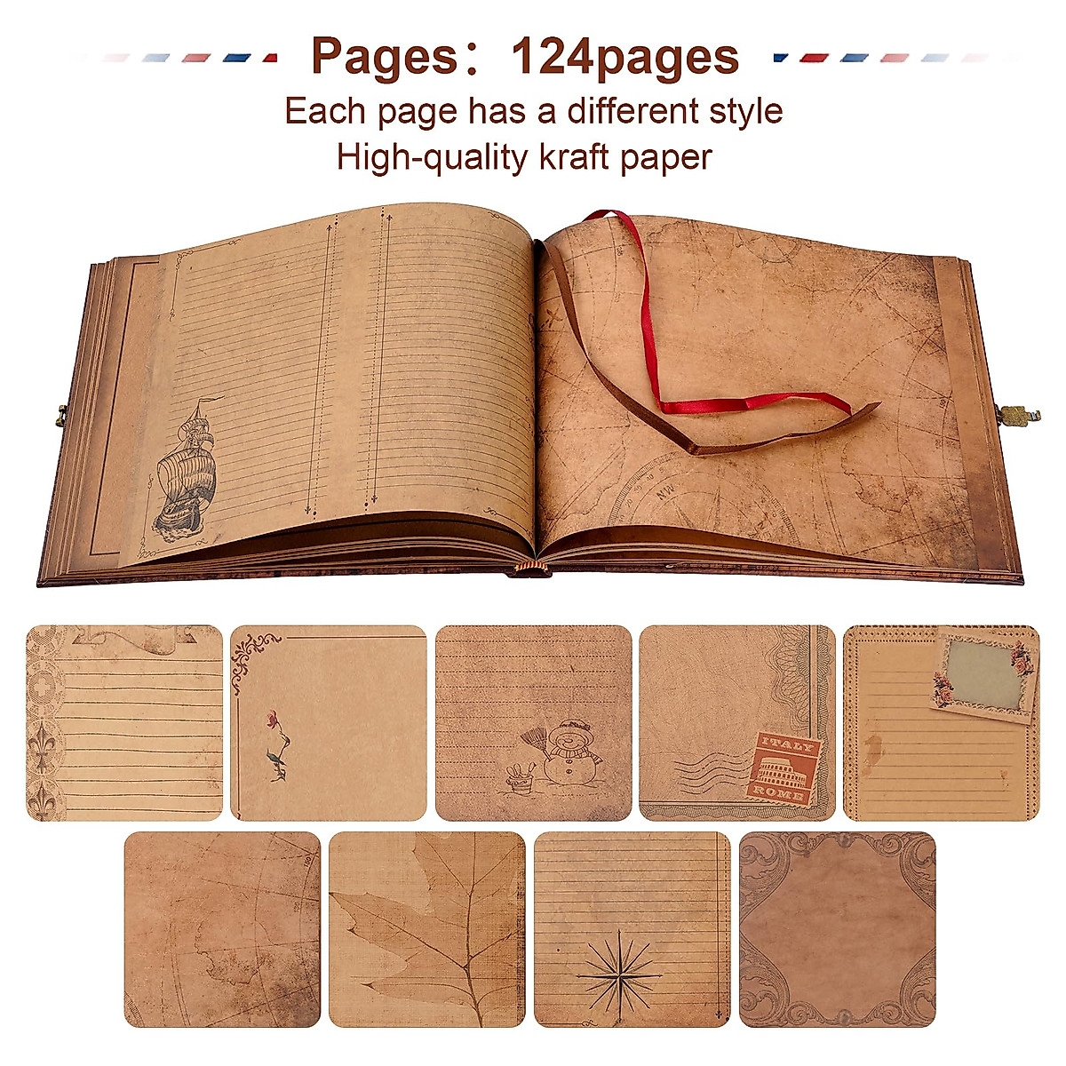 Elegant Wedding Guest Book - 124 Pages Retro Style Guest Book,Guest Book Wedding Reception for Couples,Handmade Embossed Letter Cover Polaroid Guest Book for Baby Shower, Birthday and Special Events