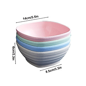 Zgwansui 20 OZ Unbreakable Cereal Bowls Set of 4, Wheat Straw Fiber Rice Bowl, Reusable Square Soup Bowls, Stackable Pinch Bowl for Side Dish Noodle Oatmeal Salad, Dishwasher Safe (Pink)