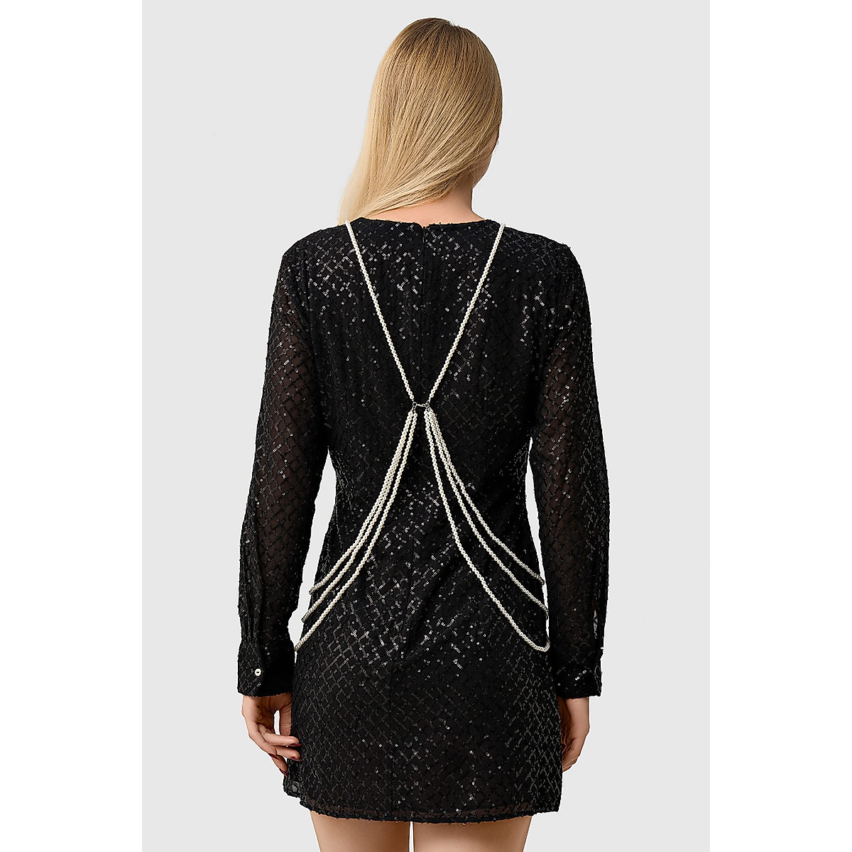 BABEYOND 1920s Pearl Body Chain for Evening Party Crystal Gatsby Imitation Pearl Body Chain for Flapper Costume