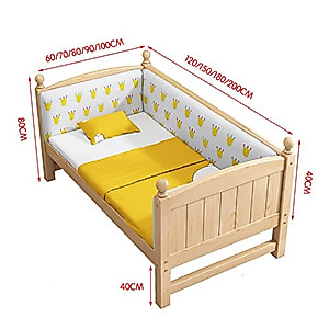 Wooden Widen Splicing Bed, Solid Pine Wooden Bed Frame, Bedroom Furniture for Adults, Kids, Teenagers, with Mattress + Bed Surround (Color : Style 1, Size : 200x60x40cm)