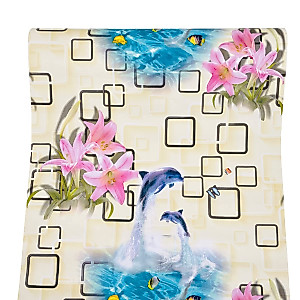 Yifasy Yellow Cabinet Liner Self-Adhesive Shelf Drawer Paper Dolphin Lily Flower Decor Furniture Storage Tower Unit Accent Table 118x17.7 Inch