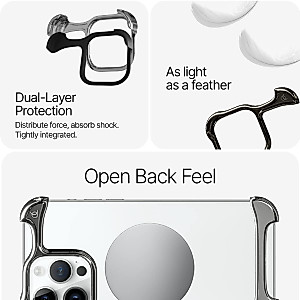 Arc Pulse Designed for iPhone 13 Pro Phone Case (2023), Minimalist Protective Shock Absorption Aerospace Grade Aluminum Shells + Elastomer Inlays Easy Fit 6.1 inch (Aluminum Mirror Polish Silver)