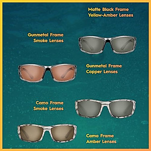 Flying Fisherman Polarized Sunglasses with 100% UVA & UVB Protection for Fishing, Biking, Golf, Hiking, Beach, Driving – BUCHANAN, Gunmetal Frames with Copper Tinted Lenses (7719GC)