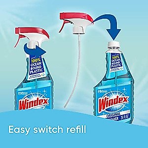 CLR Brilliant Bath Foaming Bathroom Cleaner Spray (Pack Of 2) & Windex Glass and Window Cleaner Spray Bottle, Original Blue, 23 fl oz