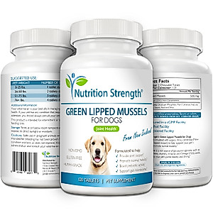 Nutrition Strength Green Lipped Mussels for Dogs for Joint Support & Inflammatory Relief, Promote Normal Mobility & Flexibility, Boost Prebiotic Activity, Support Gut Microbiome, 120 Chewable Tablets