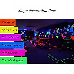 Tonsiv Adhesive Black Light Tape Sets, 6 Colors Neon Gaffer Cloth Tape, Fluorescent UV Blacklight Glow in The Dark Tape for UV Party (0.6 inch x 16.5 feet)